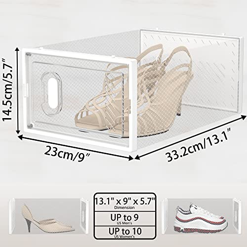 SIMPDIY Shoe Box, 12 Pack Shoe Storage Boxes Clear Plastic Stackable, Shoe Organizer Containers with Lids for Size 10