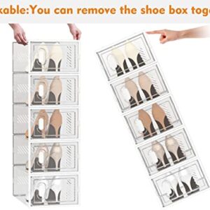 SIMPDIY Shoe Box, 12 Pack Shoe Storage Boxes Clear Plastic Stackable, Shoe Organizer Containers with Lids for Size 10