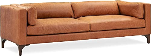 POLY & BARK Argan Sofa in Full-Grain Pure-Aniline Italian Leather, Cognac Tan