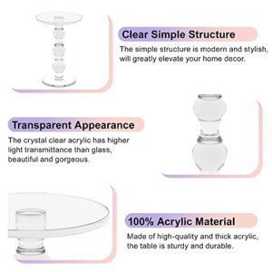 BTLSWI Acrylic Side Table, 16 x16 x 23 inches, Round Accent Pedestal End Tables, Acrylic Furniture Modern Clear Lucite Table for Living Room Bedroom Small Spaces, Easy Assembly