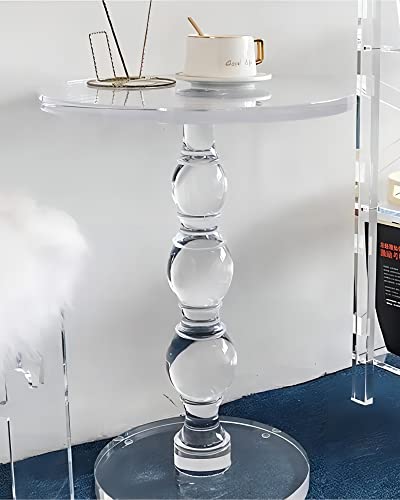 BTLSWI Acrylic Side Table, 16 x16 x 23 inches, Round Accent Pedestal End Tables, Acrylic Furniture Modern Clear Lucite Table for Living Room Bedroom Small Spaces, Easy Assembly