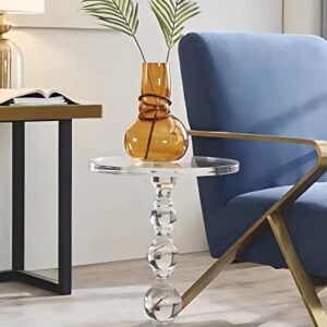 BTLSWI Acrylic Side Table, 16 x16 x 23 inches, Round Accent Pedestal End Tables, Acrylic Furniture Modern Clear Lucite Table for Living Room Bedroom Small Spaces, Easy Assembly