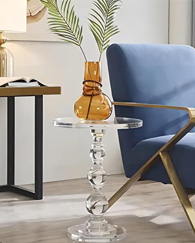 BTLSWI Acrylic Side Table, 16 x16 x 23 inches, Round Accent Pedestal End Tables, Acrylic Furniture Modern Clear Lucite Table for Living Room Bedroom Small Spaces, Easy Assembly