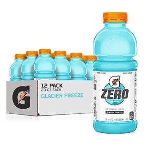 gatorade zero sugar thirst quencher, glacier freeze, 20 fl oz (pack of 12)