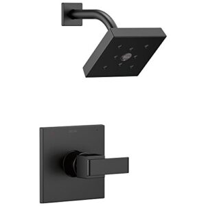 delta faucet ara 14 series single-function shower trim kit with single-spray h2okinetic shower head, matte black t14267-bl (valve not included)