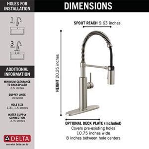 Delta Faucet Antoni Pull Down Kitchen Faucet with Pull Down Sprayer, Commercial Kitchen Sink Faucet, Faucets for Kitchen Sink, Magnetic Docking Spray Head, SpotShield Stainless 18803-SP-DST