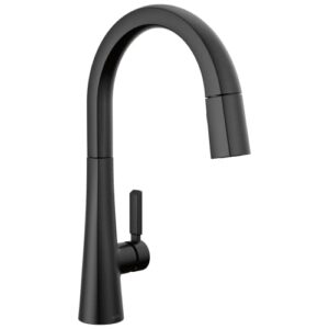 delta faucet monrovia matte black kitchen faucet black, kitchen faucets with pull down sprayer, kitchen sink faucet, faucet for kitchen sink, magnetic docking spray head, matte black 9191-bl-dst