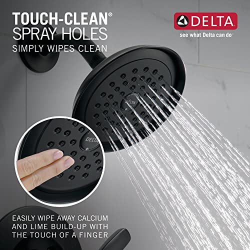 Delta Faucet Woodhurst 14 Series Matte Black Shower Faucet, Tub and Shower Trim Kit with Single-Spray Touch-Clean Black Shower Head, Matte Black T14432-BL (Valve Not Included)