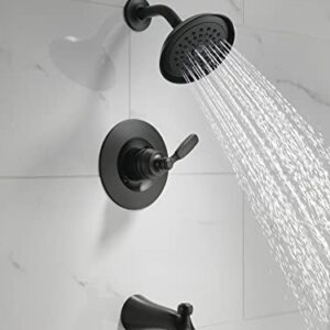 Delta Faucet Woodhurst 14 Series Matte Black Shower Faucet, Tub and Shower Trim Kit with Single-Spray Touch-Clean Black Shower Head, Matte Black T14432-BL (Valve Not Included)