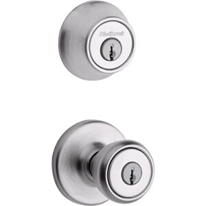 kwikset 690 tylo entry knob and single cylinder deadbolt combo 1-pack, satin chrome