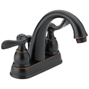 delta faucet windemere centerset bathroom faucet oil rubbed bronze, bathroom sink faucet, metal drain assembly, oil rubbed bronze b2596lf-ob