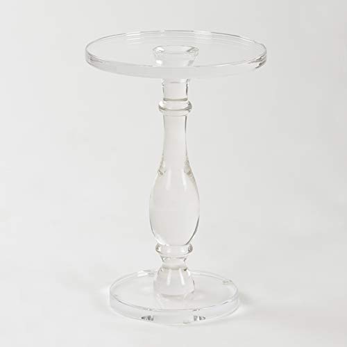 LIKENOW Acrylic End Table,Acrylic Side Table,Modern Nightstand with Clear Small Round Top and Solid Post for Living Room,Bedroom and Lobby 18.9x18.9x23.6High inches