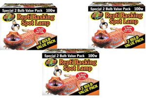 zoo med basking spot lamps 100 watt – 6 total bulbs (3 packs with 2 per pack)