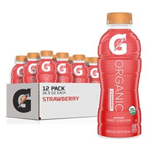 g organic, strawberry, gatorade sports drink, usda certified organic, 16.9 fl oz. (pack of 12)