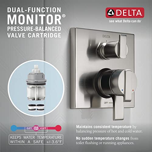 Delta Faucet Modern 6-Setting Integrated Shower Diverter Trim Kit for Delta Shower Systems, Chrome T27967 (Valve Not Included)