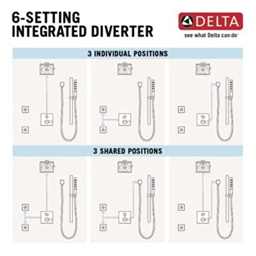 Delta Faucet Modern 6-Setting Integrated Shower Diverter Trim Kit for Delta Shower Systems, Chrome T27967 (Valve Not Included)