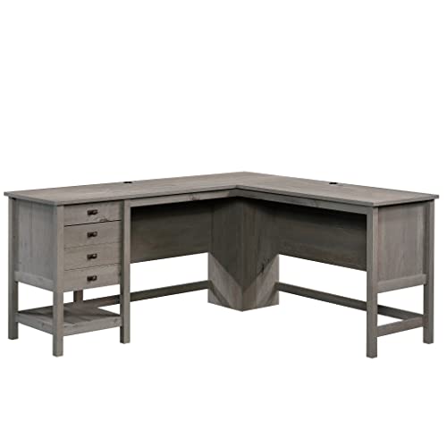 Sauder Cottage Road L-Desk, L: 65.12" x W: 58.66" x H: 29.76", Mystic Oak Finish