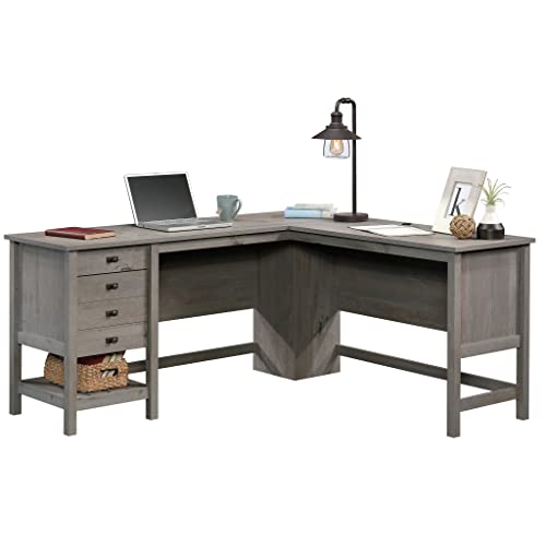 Sauder Cottage Road L-Desk, L: 65.12" x W: 58.66" x H: 29.76", Mystic Oak Finish