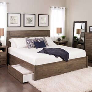 Prepac Select King 4 Post Platform Storage Bed With 2 Drawers, 83" L x 79" W x 16" H, Drifted Gray