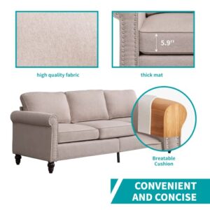 BALUS Soft Couches Set for Living Room, 3 Piece Modular Sectional Sofa with 5.9" Thicken Cushion, Including Three Seat Sofa, Loveseat and Single Chair for Apartment Furniture Set, Beige