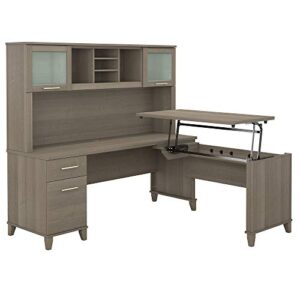 bush furniture somerset 72w 3 position sit to stand l shaped desk with hutch in ash gray