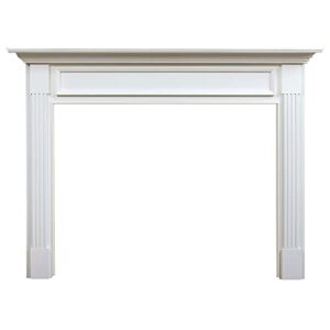 mantelsdirect white 52 inch x 41 inch wood fireplace mantel surround kit with shelf and trim | klamath from mantels direct – poplar wooden chimney mantel surround with shelf