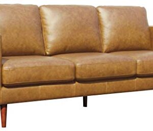 Amazon Brand – Rivet Revolve Modern Leather Sofa Couch, 80"W, Caramel