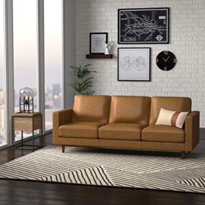 Amazon Brand – Rivet Revolve Modern Leather Sofa Couch, 80"W, Caramel