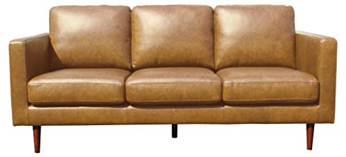 Amazon Brand – Rivet Revolve Modern Leather Sofa Couch, 80"W, Caramel