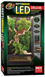 zoo med reptibreeze led deluxe open air aluminum screen habitat, medium 16 l x 16 w x 30 h