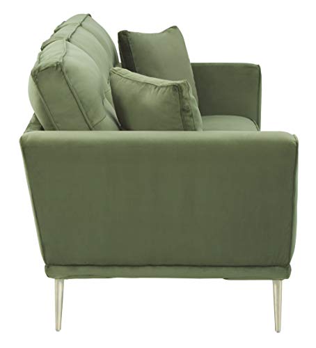 Signature Design by Ashley Macleary Modern Velvet Glam Sofa with Brass Metal Legs, Green