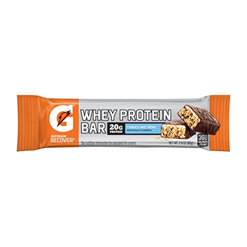 Gatorade Recover Cookies and Cream Whey Protein Bar, 2.8 Ounce -- 12 per case.