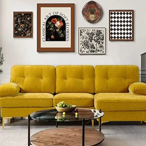 COOLDEX 82” L Shape Sofa, Yellow Sectional Sofa, MCM Sofa, Chenille Loveseat Sofa with Chaise Removable and Washable Cushions (Yellow)