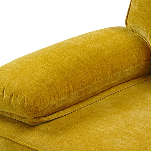 COOLDEX 82” L Shape Sofa, Yellow Sectional Sofa, MCM Sofa, Chenille Loveseat Sofa with Chaise Removable and Washable Cushions (Yellow)