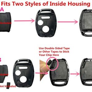 Horande Replacement Key Fob Cover Case fits for 2006 2007 2008 2009 2010 2011 Honda Accord Civic CRV Pilot Ridgeline Odyssey Keyless Entry Remote Key Fob Shell 2+1 Button (Black)