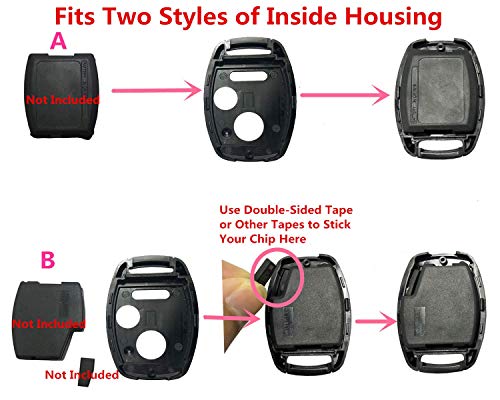 Horande Replacement Key Fob Cover Case fits for 2006 2007 2008 2009 2010 2011 Honda Accord Civic CRV Pilot Ridgeline Odyssey Keyless Entry Remote Key Fob Shell 2+1 Button (Black)