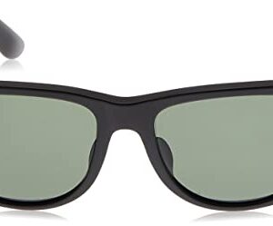 Ray-Ban RB2140F Original Wayfarer Low Bridge Fit Square Sunglasses, Matte Black/G-15 Green, 52 mm