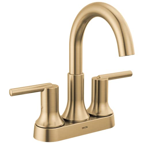 Delta Faucet Trinsic Gold Bathroom Faucet, Bathroom Sink Faucet, Centerset, Diamond Seal Technology, Metal Drain Assembly, Champagne Bronze 2559-CZMPU-DST