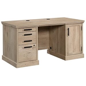 sauder mason peak 60″ engineered wood double pedestal desk in prime oak