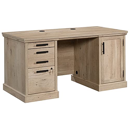 Sauder Mason Peak 60" Engineered Wood Double Pedestal Desk in Prime Oak