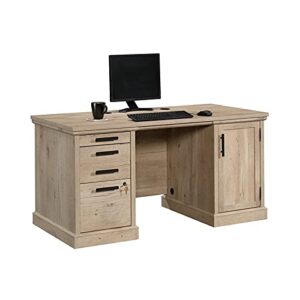 Sauder Mason Peak 60" Engineered Wood Double Pedestal Desk in Prime Oak