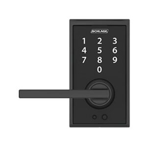 Schlage FE695 CEN 622 LAT Touch Century Lock with Latitude Lever, Electronic Keyless Entry Lock, Matte Black