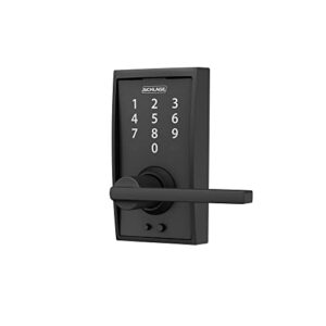 Schlage FE695 CEN 622 LAT Touch Century Lock with Latitude Lever, Electronic Keyless Entry Lock, Matte Black