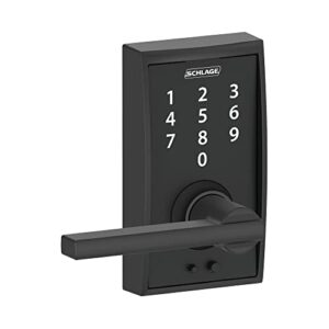 Schlage FE695 CEN 622 LAT Touch Century Lock with Latitude Lever, Electronic Keyless Entry Lock, Matte Black