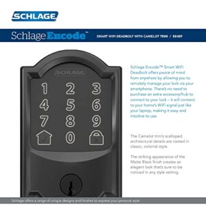 Schlage FE695 CEN 622 LAT Touch Century Lock with Latitude Lever, Electronic Keyless Entry Lock, Matte Black