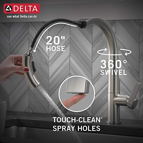 Delta Faucet Keele Spotshield Stainless Kitchen Faucet, Kitchen Faucets with Pull Down Sprayer,Kitchen Sink Faucet, Faucet for Kitchen Sink, Magnetic Docking Spray Head,Spotshield Stainless 19824LF-SP