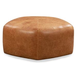 poly & bark porto modern leather ottoman pouf (cognac tan)