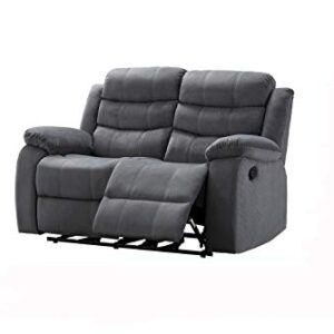 Kingway Modern Fabric 3pcs Reclining Set for Living Rooms Upholstered Manual Motion Couches Sofas, 3+2 SEAT, Gray