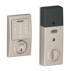 schlage sense smart deadbolt with century trim in satin nickel (be479 cen 619)