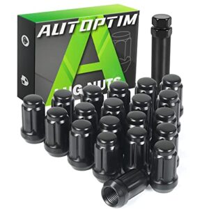 autoptim m12x1.5 spline lug nuts – replacement for 1998-2022 honda accord, 1997-2022 honda crv, 2004-2022 honda civic, 17mm hex 1.38″ tall, black closed end wheel lug nuts (20pcs)